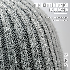 BAVST Hat for Men Knitted Beanie Women Winter Hats Men’s Stretchy Caps Outdoor Beanies Fleece Lined Ear Warmer (Light Grey)