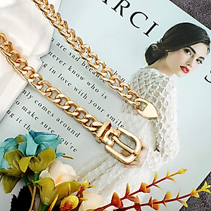 WHIPPY Waist Chain Belt Women Girls Adjustable Weave Body Link Belts for Jeans Dresses Gold M