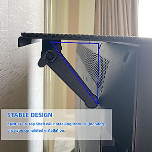ZANOLY Monitor Top Shelf Screen Top Shelf TV Top Shelf Adjustable Storage Bracket Computer Screen Shelf for Media Boxes, Game Console, Router and Home Decor，2pck
