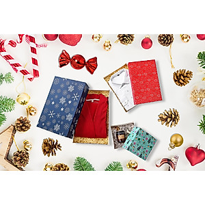 NUJOVI 13 Piece Christmas Gift Boxes with Lids - Beautiful Assorted Boxes for Wrapping Gifts with 4 inch Deep Robe Boxes and 8x8x4 Gift Box - Gift Boxes for Presents, Shirt, Robe, Lingerie, etc