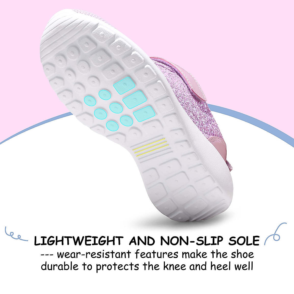 Harvest Land Kids Glitter Tennis Shoes Slip-On Toddler Fashion Sneakers Running Shoes with Woven Breathable Sports Shoes for Girls Hook-Loop Outdoor Casual, Purple, US2