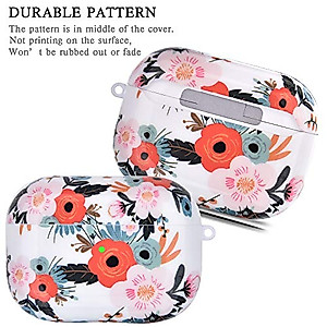 OLEBAND Airpod Pro Case Cover with Keychain and Cute Skin,Compatible with iPod Pro 2019/2021 1st Generation Hard Protective Cover,for Women and Girls,Colorful Flower