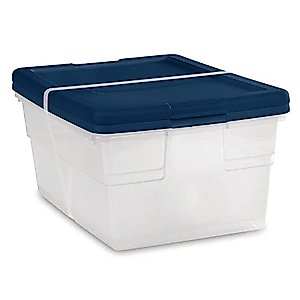 Sterilite® Set of (2) 16 Qt. Storage Boxes with Lids. Clear Tote Allows Contents to be Organized and Easily Identified, While the Opaque Lid Snaps Firmly onto Storage Bin to keep contents secure.