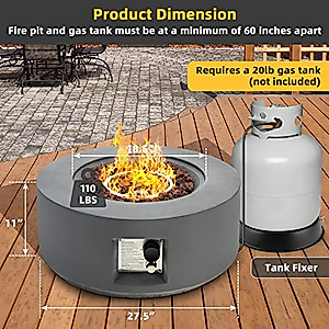 Giantex Propane Fire Pit Table W/ CSA Certification & PVC Cover, 27.5 Inches Round Gas Fire Pit w/ 40,000 BTU, Adjustable Flame, Lava Rocks, Outdoor Propane Fire Pit for Patio Garden Backyard