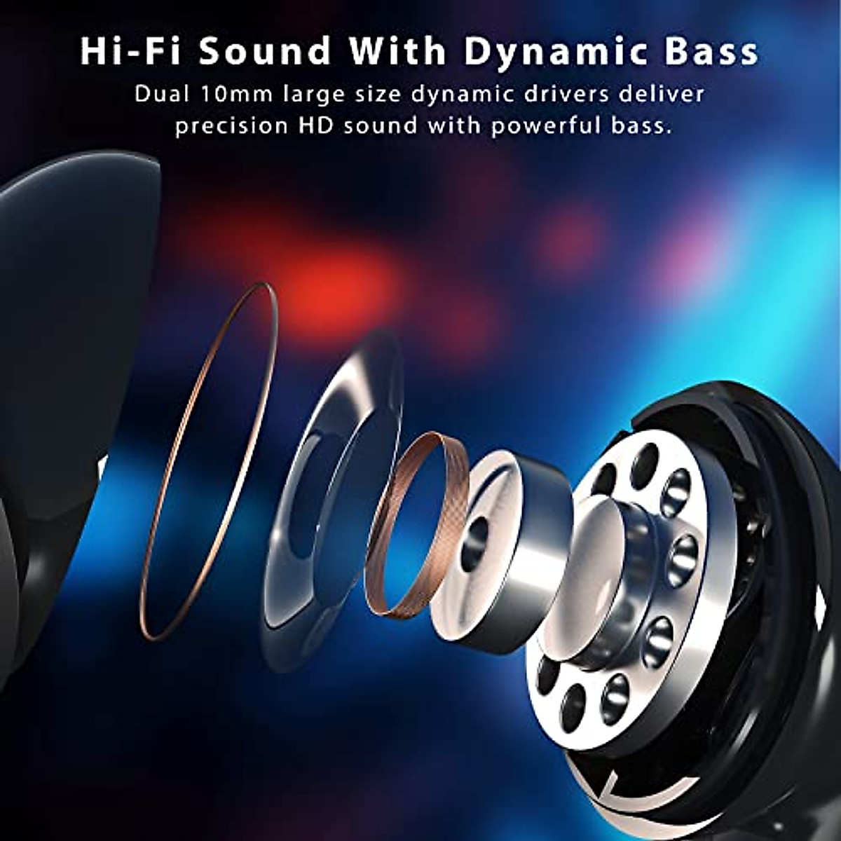 AWEI S1 Ultra Wireless Earbuds Bluetooth 5.3 Earbuds with 4 Mics Call Noise Cancelling, 10 mm Drivers, Stereo Sound Deep Bass in-Ear Headphones, Game Mode, IPX7 Waterproof for Gym Running