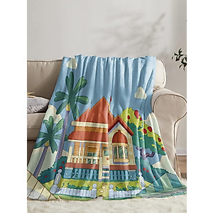 CUVYEU Blue Blanket Blanket Girls Boys Throw Blanket Blue House Blanket for Room Decor Bedding Sofa 50"x60"