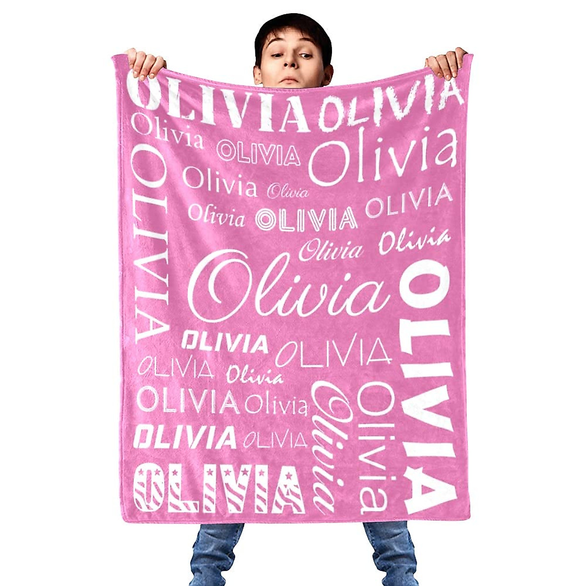 remberever Personalized Name Blanket for Adult Kid Custom Baby Blanket with Name for Boy Girl Name Blanket Personalized Kids