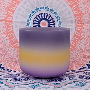 ENERGYSOUND 432Hz Perfect Pitch A 3rd Eye Chakra Rainbow Colored Frosted Quartz Crystal Singing Bowl 8 inch