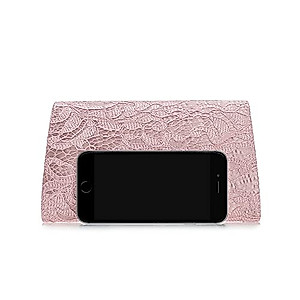 CHARMING TAILOR Classic Lace Clutch Purse Formal Handbag Evening Bag for Prom/Wedding (Pink)
