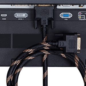 DVI to DVI Cable 25Ft,Nylon Braided DVI-D 24+1 Dual Link Male to Male Digital Video Cable Gold Plated with Ferrite Core Support 2560x1600 for Gaming, DVD, Laptop, HDTV and Projector (25 Ft/8M)