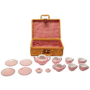 Children's Porcelain Play Tea Set - 13pcs, Light Pink