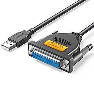 UGREEN 6ft USB to DB25 Parallel (25 Pin) Printer Cable Adapter 6FT Male to Female Connector DB25 IEEE 1284 Converter for Old Printer Support Windows 7/8/10/11/Mac/Linux
