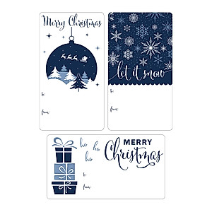 Blue Christmas Gift Tags, Self-Adhesive Snowflake Gift Tags - 75 Gift Wrap Tags, Peel and Stick Christmas Gift Tags