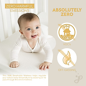 Juniper Dreams 5" Breathe Crib Mattress | Firm Infant Support | Hypoallergenic and Water-Repellent | Machine-Washable | Organic Cotton Cover | Greenguard Gold Certified Baby Bed Mattress for Cribs
