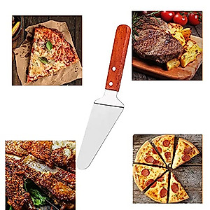 10 Pack Pie Server Wooden Handle Pizza Cake Holder Transfer Triangular Spade Spatula Shovel Stainless Steel