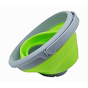SAMMART 5.5L (1.4 Gallon) Collapsible Plastic Bucket - Foldable Round Tub - Portable Fishing Water Pail - Space Saving Outdoor Waterpot (Grey & Grass Green, 2)