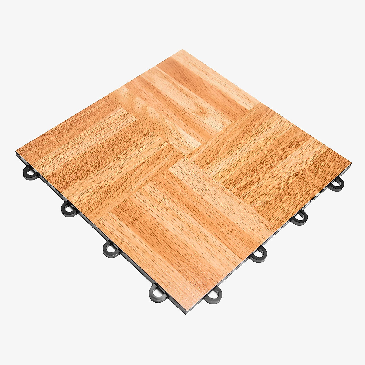 IncStores 3/8" Thick Snap Together Dance Flooring Tiles | 12”x12” Printed Vinyl Dance Floor Tiles for Practice & Performance | Oak | 1 Tile Pack