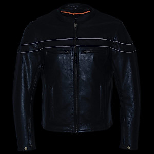 Milwaukee Men's Premium Leather Vented Scooter Jacket (Black, XX-Large)