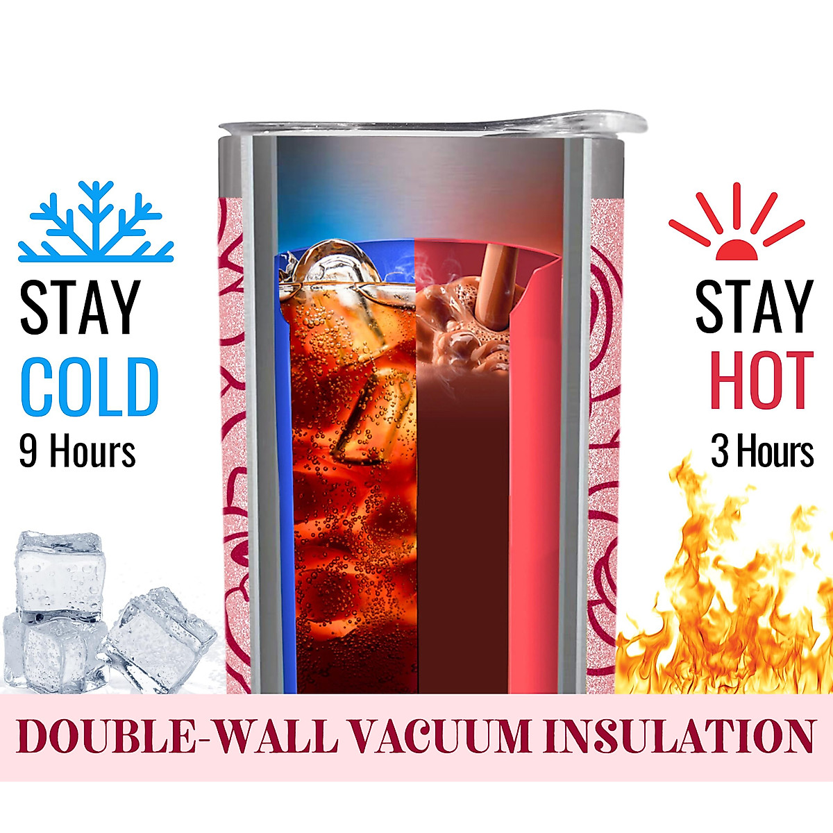 Onebttl Monogrammed Gifts for Women, Personalized Travel Mugs, Unique Coffee Tumbler with Initials for Her on Birthdays Christmas, Rose Gold, B