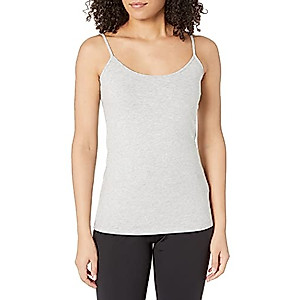 Amazon Essentials Women's Slim-Fit Camisole (Available in Plus Size), Pack of 4, Black/Charcoal Heather/Light Grey Heather/White, Large