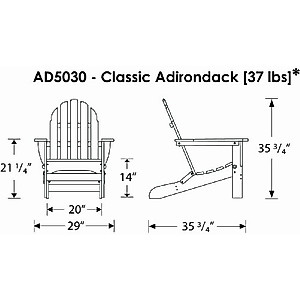 POLYWOOD AD5030WH Classic Folding Adirondack Chair, White