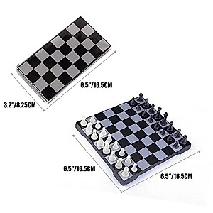 KOKOSUN Travel Magnetic Mini Chess Set-6.5'', Folding Chess Board Game, Educational Toys/Gift for Adults and Kids (Mini Set -Black Pieces)