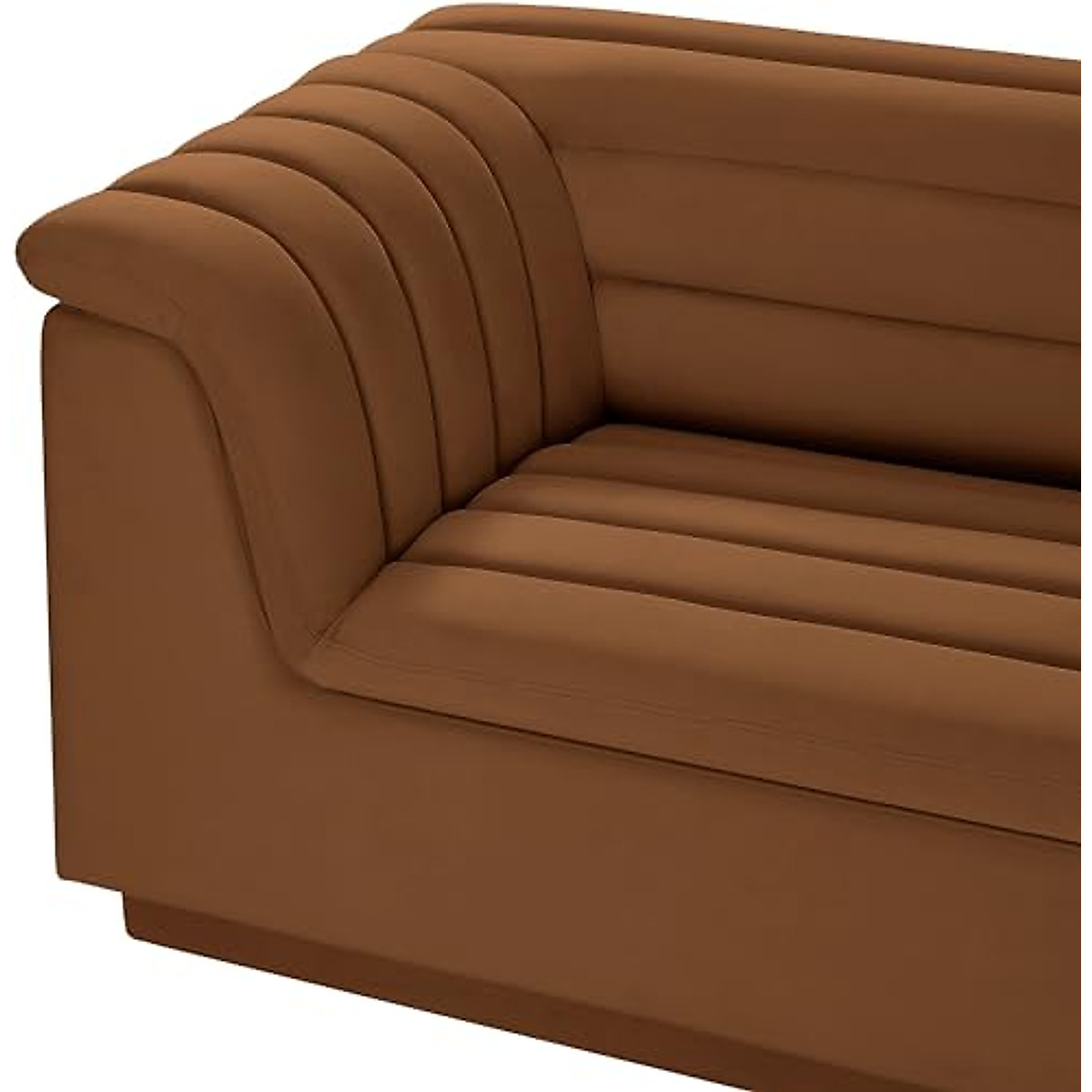 Meridian Furniture 194Saddle-S119 Cascade Collection Modern | Contemporary Modular Sofa with Soft Saddle Velvet Fabric, Deep Channel Tufting, Curved Arms, 118" W x 35" D x 28" H, Saddle