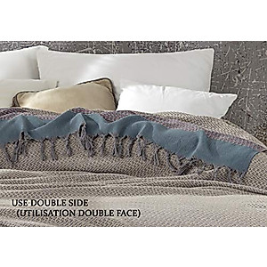 Wellstil Nerthus Turkish Cotton Blanket King Size, Lightweight Blanket for All Season, Beige Throw Blanket for Couch Sofa, Turkish Blanket King Size Bedspread Soft and Breathable 79 x 98 inches