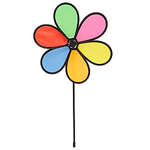 Rainbow Pinwheels for Yard and Garden, Flower Wind Spinners (12 x 22.78 in, 2 Pack)
