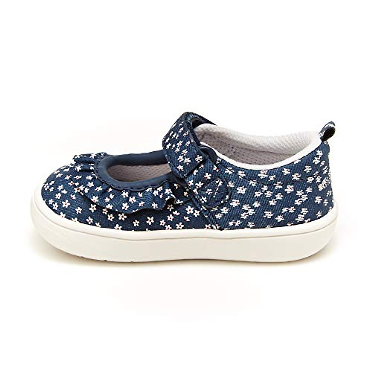 Stride Rite Baby Girls Felicia Mary Jane Flat, Chambray Floral, 3 Infant