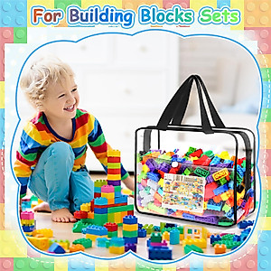 BFPT 6 Packs Toy Storage Bags Large with Zipper and Labels(6Pcs), PVC Waterproof Organizers Toy Bags for Board Games, Puzzles Pieces, Building Blocks, Handmade Accessories, Kid Books