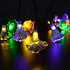 EONLYX Solar Flower String Lights, Solar Morning Glory Flower 15.7ft/4.8m 20 LED Flower String Lights Waterproof for Home Indoor Garden Lawn Patio Trees Weddings (Blue)