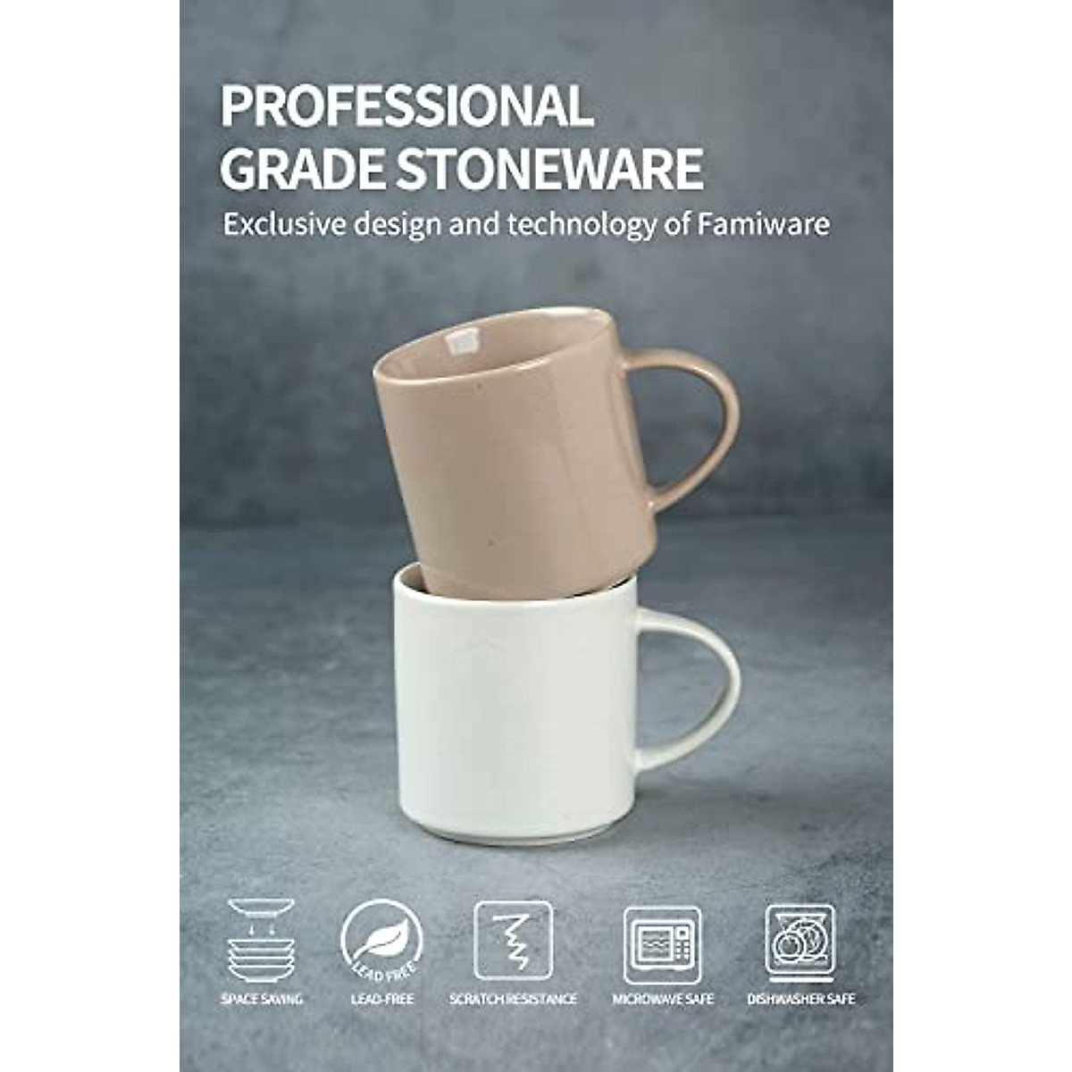 famiware Nebula 4 Pieces Coffee Mug, 12 oz Catering Mugs with Handle for Coffee, Tea, Cocoa, Milk, Multi-color