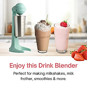 Milkshake Maker Machine – Electric Milkshake blender & Milk Frother – Restaurant Quality Smoothie Maker – Easy Clean Milkshake Mixer - 2 Speed Drink Blender with 16.9 oz. Stainless Steel Blender Cup