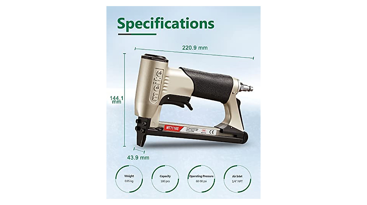 Meite MT7116S Pneumatic Upholstery Stapler - Powerful & Safe