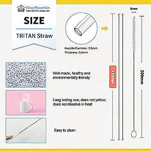 Replacement Straws for 40 oz and 30 oz Stanley Cups, 8 Pieces of 12.2×0.39 inch Transparent Stanley Cup Straws with Straw Brush, Reusable and Compatible with Stanley Cup Accessories.(Two Colors)