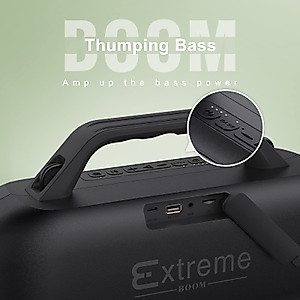 DOSS Extreme Boom Bluetooth Outdoor Speaker with 60W Mighty Sound, Deep Bass, 30H Playtime,10400mAh Power Bank, IPX6 Waterproof Speaker with Portable Strap for Camping, Beach, Garage-Black