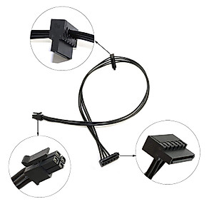 RuiLing 2pcs Black Motherboard ATX Mini 4 Pin to 2X Right-Angle 15 Pin SATA Hard Drive HDD Power Supply Adapter Cable 18AWG 19.7 Inch for Lenovo