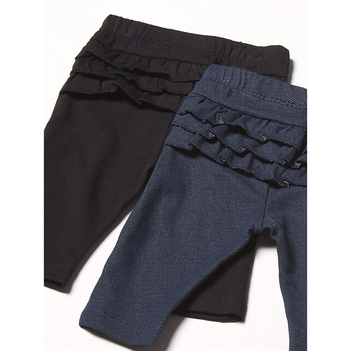 The Children's Place Baby Girls Everyday 100% Cotton Leggings Pants, Black/ True Indigo 2-pack, 18-24 Months US