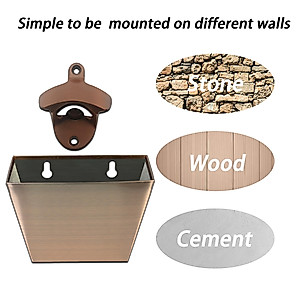 Luwanburg Stainless Beer Cap Opener Wall Mounted Bottle Opener with Cap Catcher Antique Copper