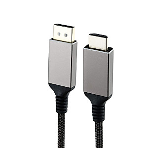 XOUPFORE DisplayPort to HDMI Cable, Nylon Braided Uni-Directional 4K UHD HD High-Speed DP to HDMI Cable, Compatible with DisplayPort Computer Laptop, 6.6 ft, Dark Grey