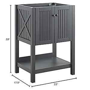 Modway Steam Soft-Close Doors Modern Wood Bathroom Vanity Cabinet in Gray