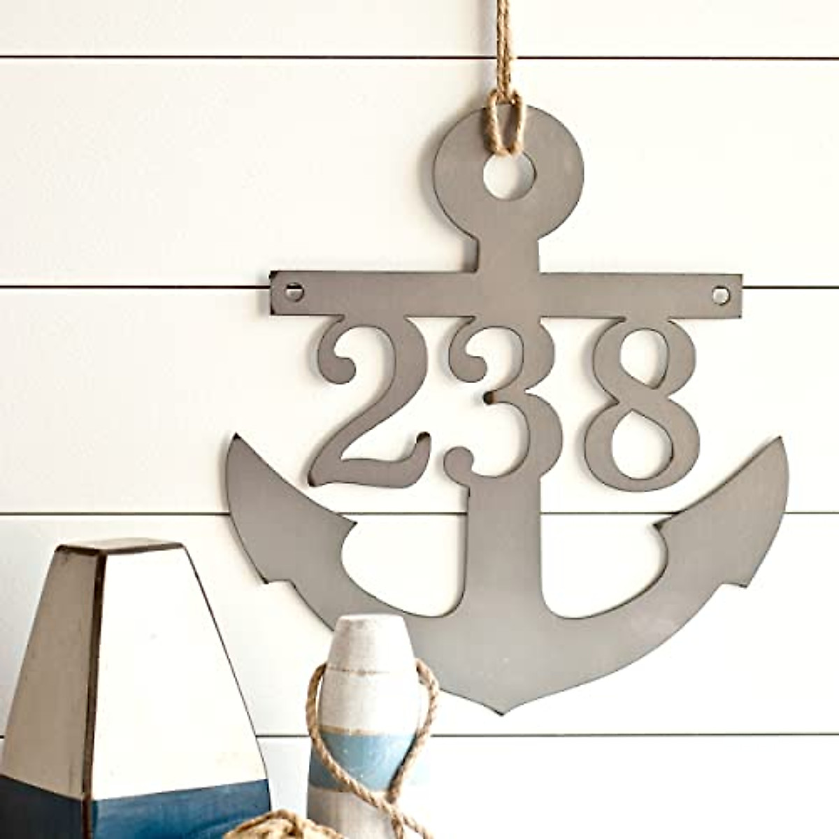 ROCC RUSTED ORANGE CRAFTWORKS Co. - Anchor Address Plaque 15" Coastal House Numbers House Numbers Plaque Beach Nautical House Numbers for Beach House Outside Modern House Numbers Home Address Plaque