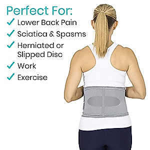 Vive Lower Back Support Brace for Men & Women - Dual Adjustable Lumbar Belt for Heavy Lifting, Herniated Disc, Sciatica, Scoliosis, & Thoracic Pain Relief - Compression Posture Device for Work or Home