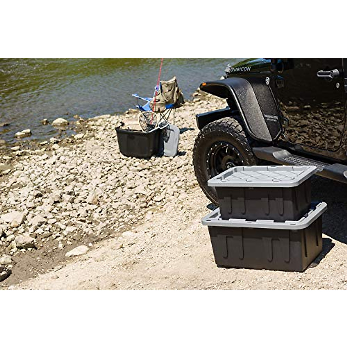 ECOstorage 4427EBKDC.02 Box Tough Recycled Plastic Storage Container, 27 Gallon, Black, 2 Count