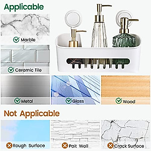 3 Pcs Shower Caddy Suction Cup Wall Shelf Shower Basket Storage Organizer No Drilling One Second Installation Removable Powerful Shower Caddy Waterproof Shower Storage for Bathroom and Kitchen, White