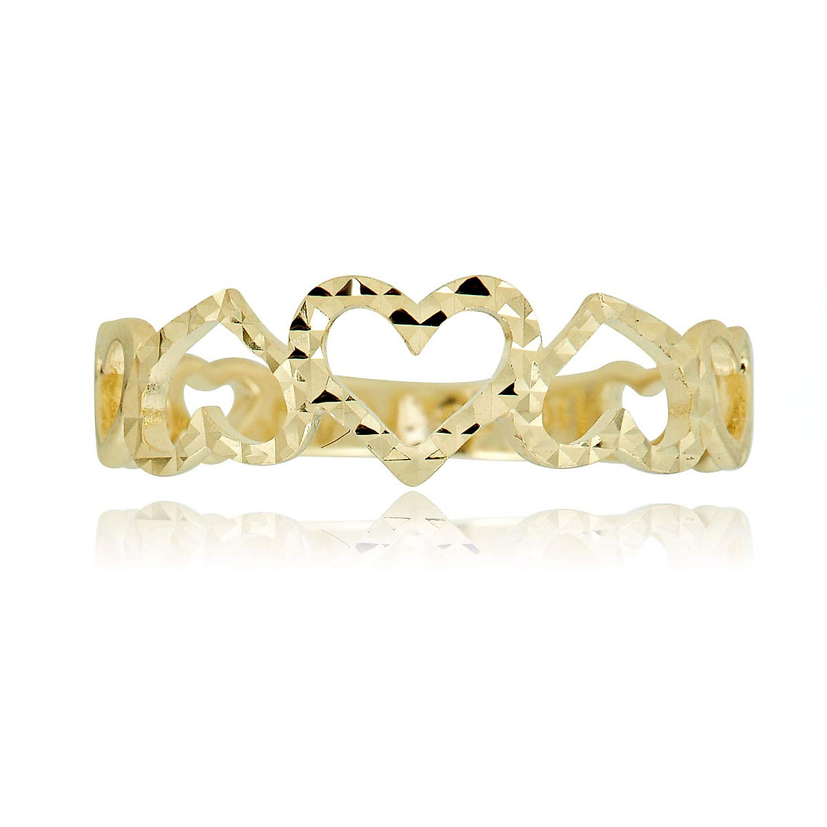 AVORA 10K Yellow Gold Open Heart Band Fashion Ring - Size 7