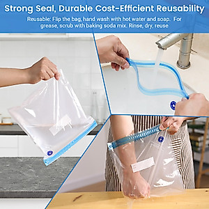 BLITZHOME Vacuum Sealer Bags for Food 3 Sizes, 29 Pack Kit with 15Pcs Reusable Sous Vide Bags, 5 Air Valves, 5 Sealing Clips, 4 Clips for Sous Vide Cooking/Food Storage, BPA Free…