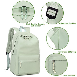 Bluboon School Backpack Set Girls Womens Laptop Bookbag Casual Daypack Fits 15 inch Laptop with Lunch Tote Bag and Pencil Bag（Green-3 set