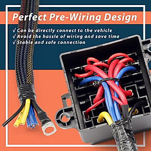 Pre-Wired Fuse Relay Box with 2 Relay Slots and 6 ATC/ATO Fuse Holder, 2 4Pin 80A Relays and 6 ATC ATO Fuses, Universal Waterproof Relay Fuse Block for Automotive Car Truck Boat Marine RV